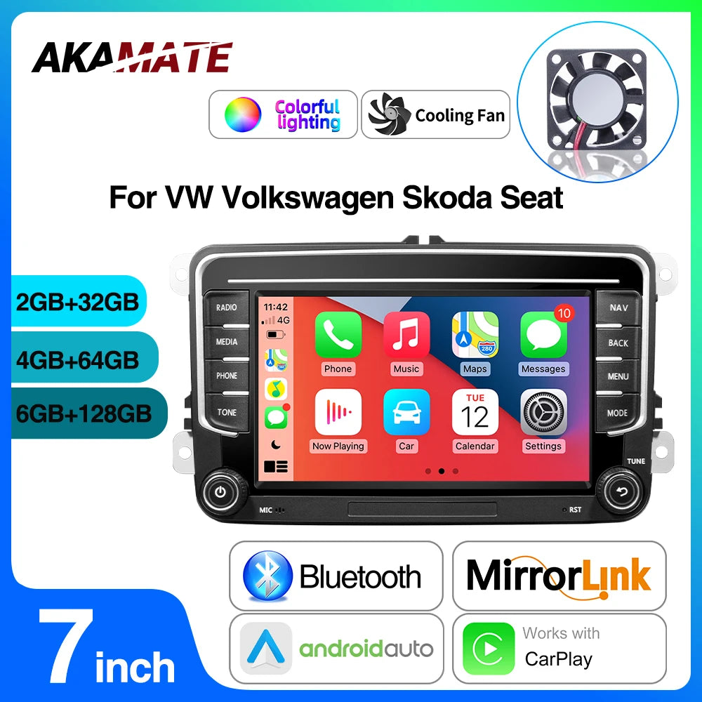 AKAMATE Car Radio Android 13.0 CarPlay Android Auto GPS Navi for VW ...