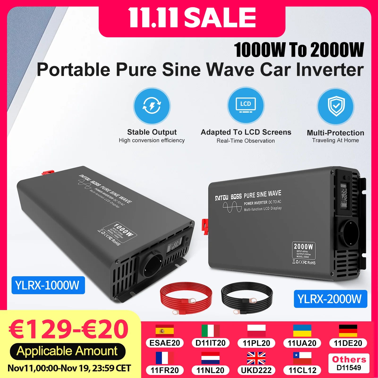 DATOUBOSS 2000W Čisti Sinusni Val Inverter | YLRX Inverter ...
