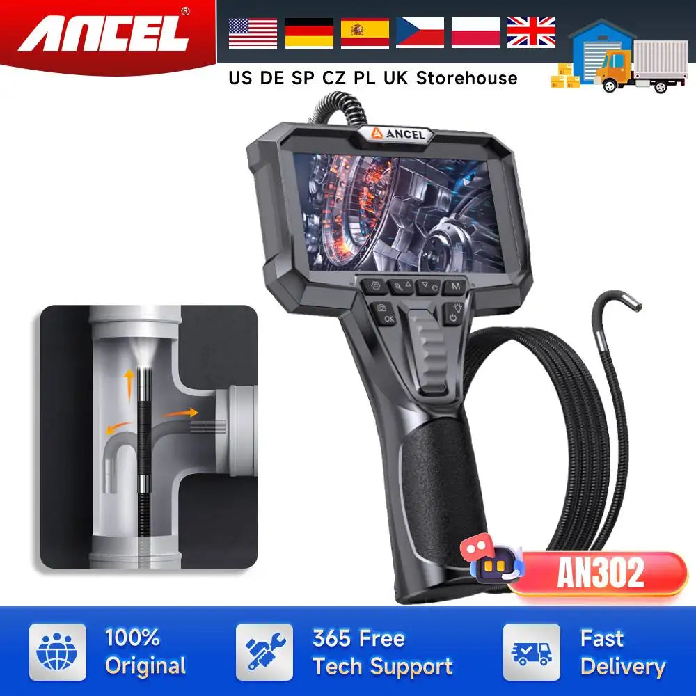 Endoscope 6.5MM Two-Way Articulating Borescope Dual Camera HD Endoscope with 7 LED Lights Car ...