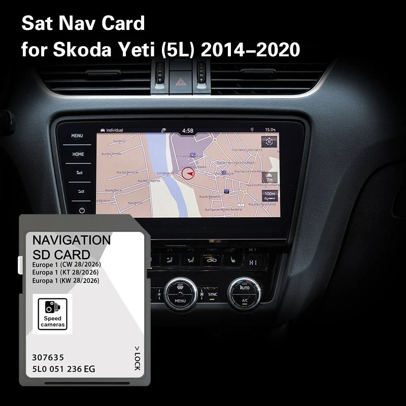 32GB MIB2 2026 for Skoda Yeti 2014 to 2020 Navigation SD Card Cover ...