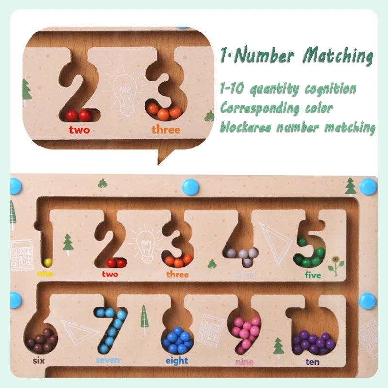 Montessori Magnetic Maze Sorting Board Kid Color Number Cognitive ...