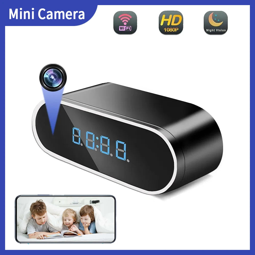 Mini Camera Clock Full HD 1080P Wireless WiFi Camera Home Monitoring ...