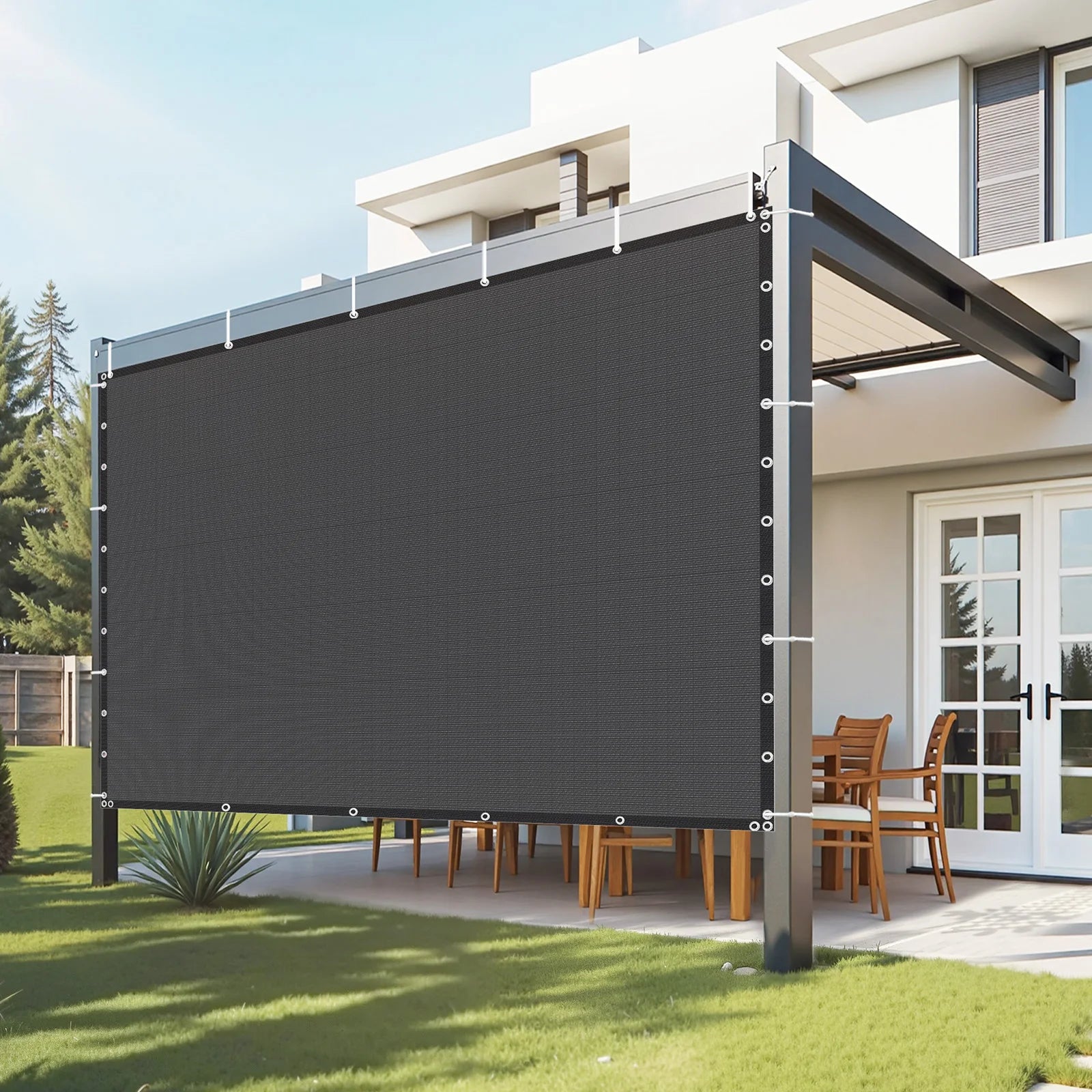 SucceBuy 90% Sun Shade Cloth 10x10/12/20ft Pergola Shade Cover 140 GSM ...
