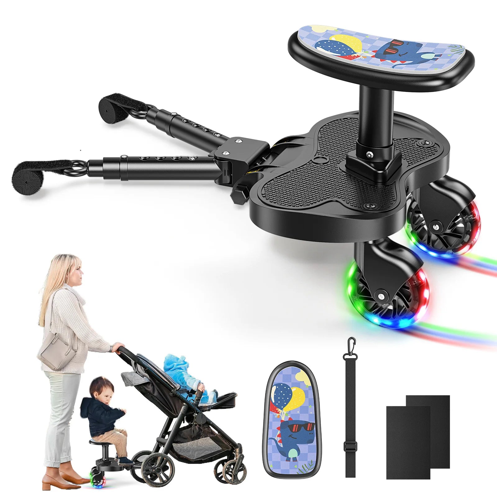 Universal Baby Strollers Step Board Adapter With LED Light Seat ...