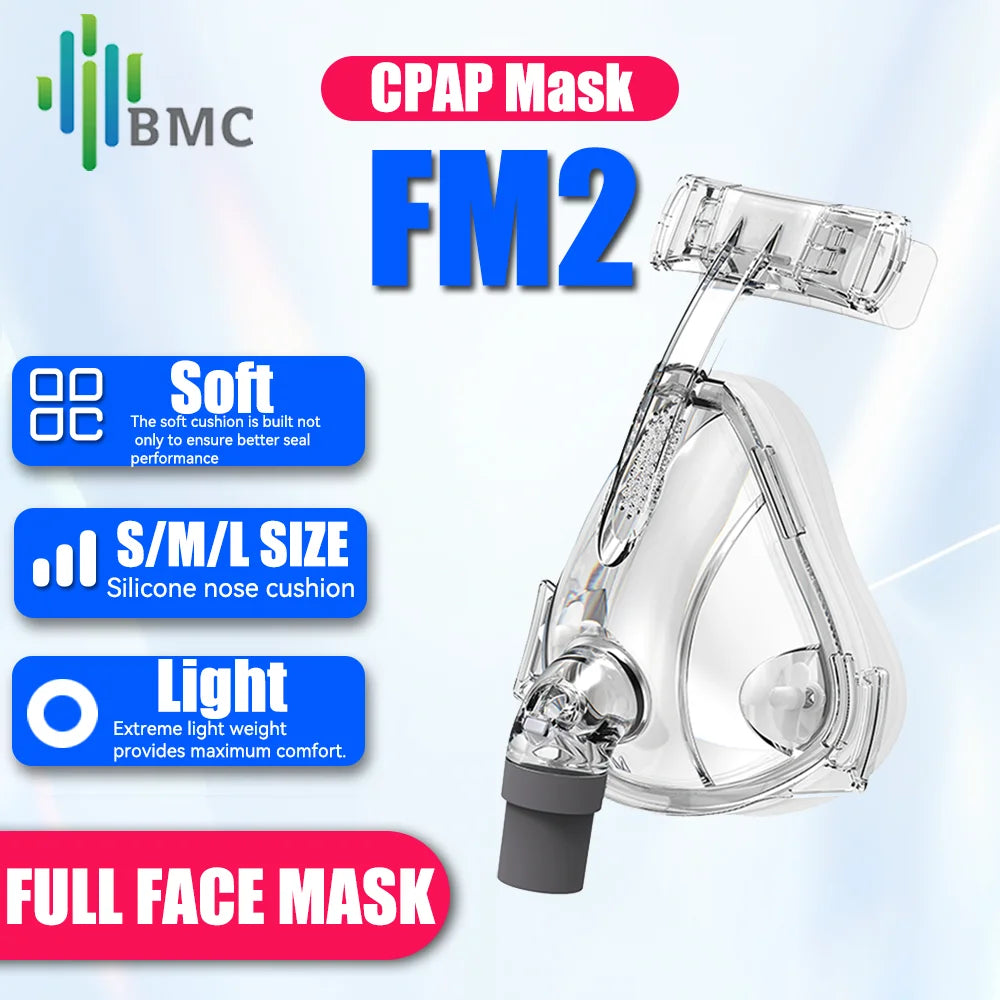 BMC FM4 Full Face CPAP Mask For CPAP Machine BiPAP Soft Silicone COPD ...