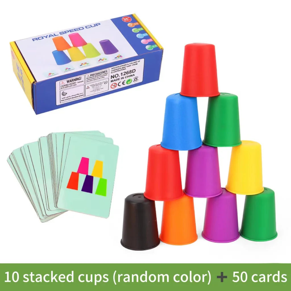 Montessori Toys Mini Stack Cup Game With Card Educational Intellectual ...