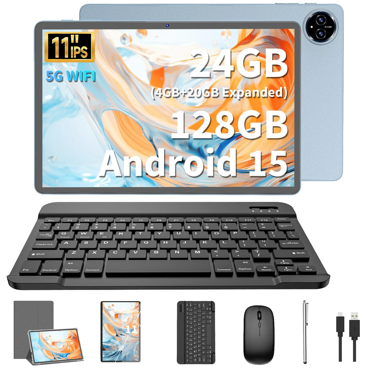 2025 Relndoo 11 Pollici Android 15 Tablet, 24GB(4+20 Espanso) RAM+128GB ...