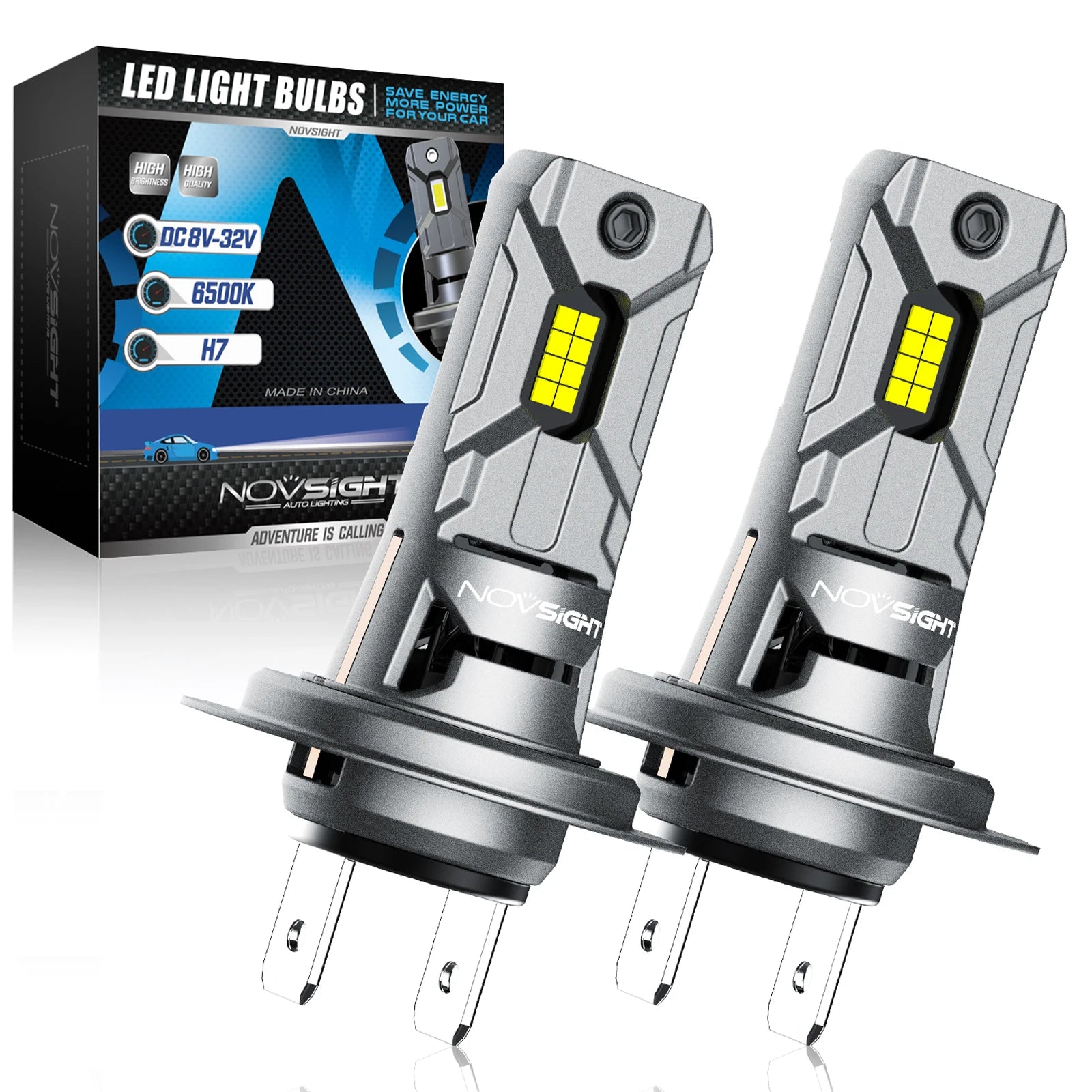 NOVSIGHT Far H7 Mini LED 60W 12000LM Araç Far Ampulleri ile Fan 6500K ...