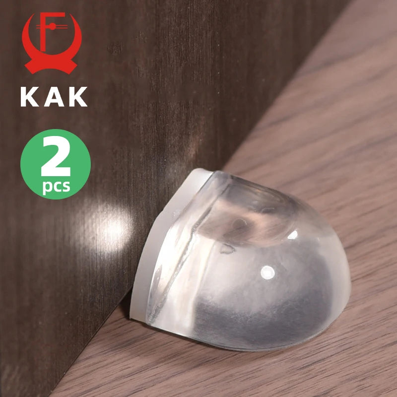 KAK 2pcs Silicone Door Stopper Non-Punch Anti-collision Wall Protection ...