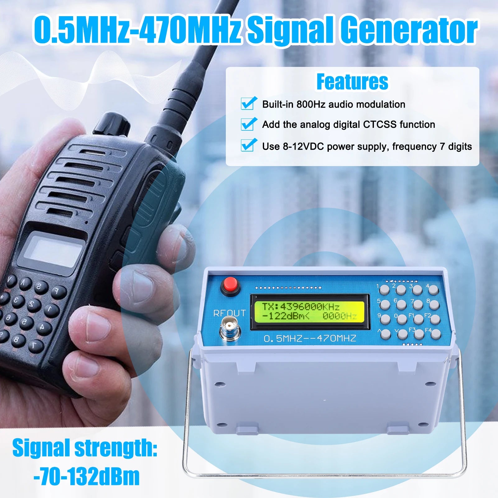 0.5MHz-470MHz Radio Frequency Signal Generator FM Radio Walkie-talkie ...