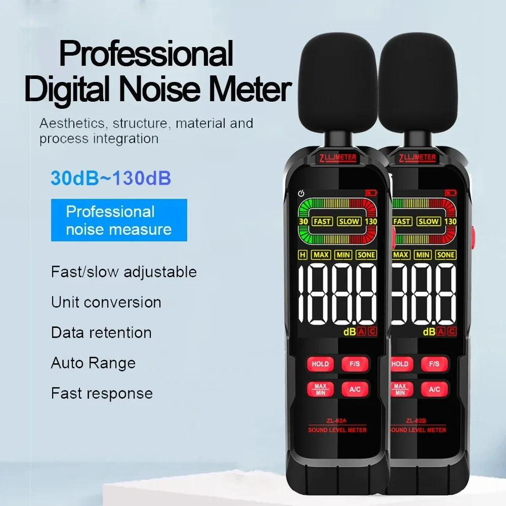 USB Charging 30-130dB A/C Weighted Digital Sound Level Meter Battery ...