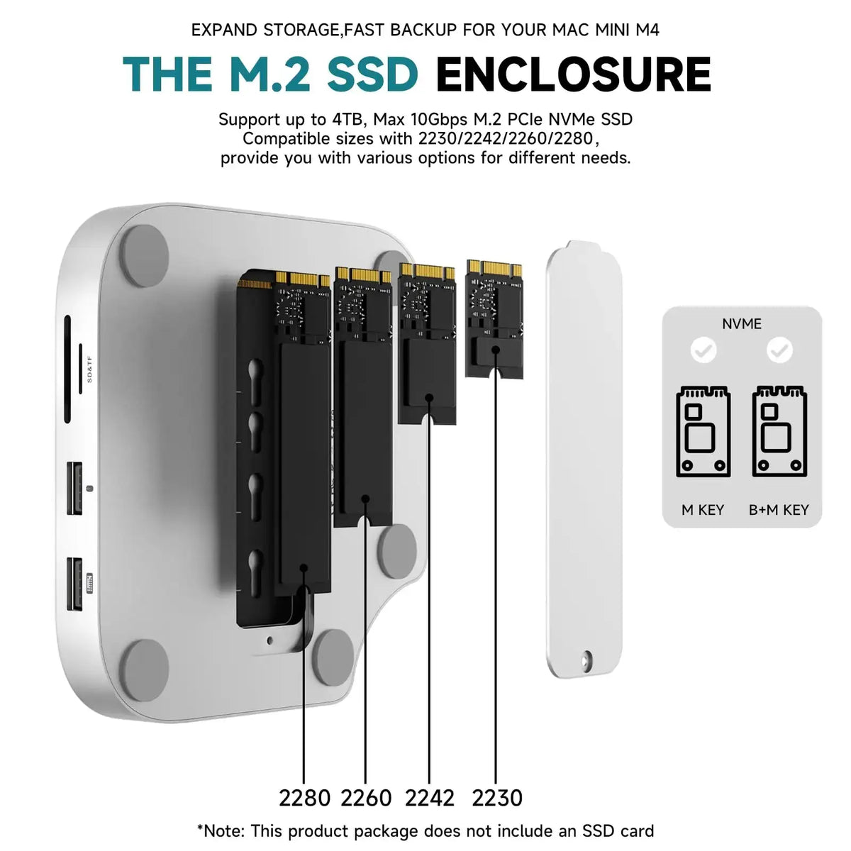 Minisopuru Mac Mini M4 Dock Stand with M.2 Nvme SSD Enclosure 4K60Hz ...