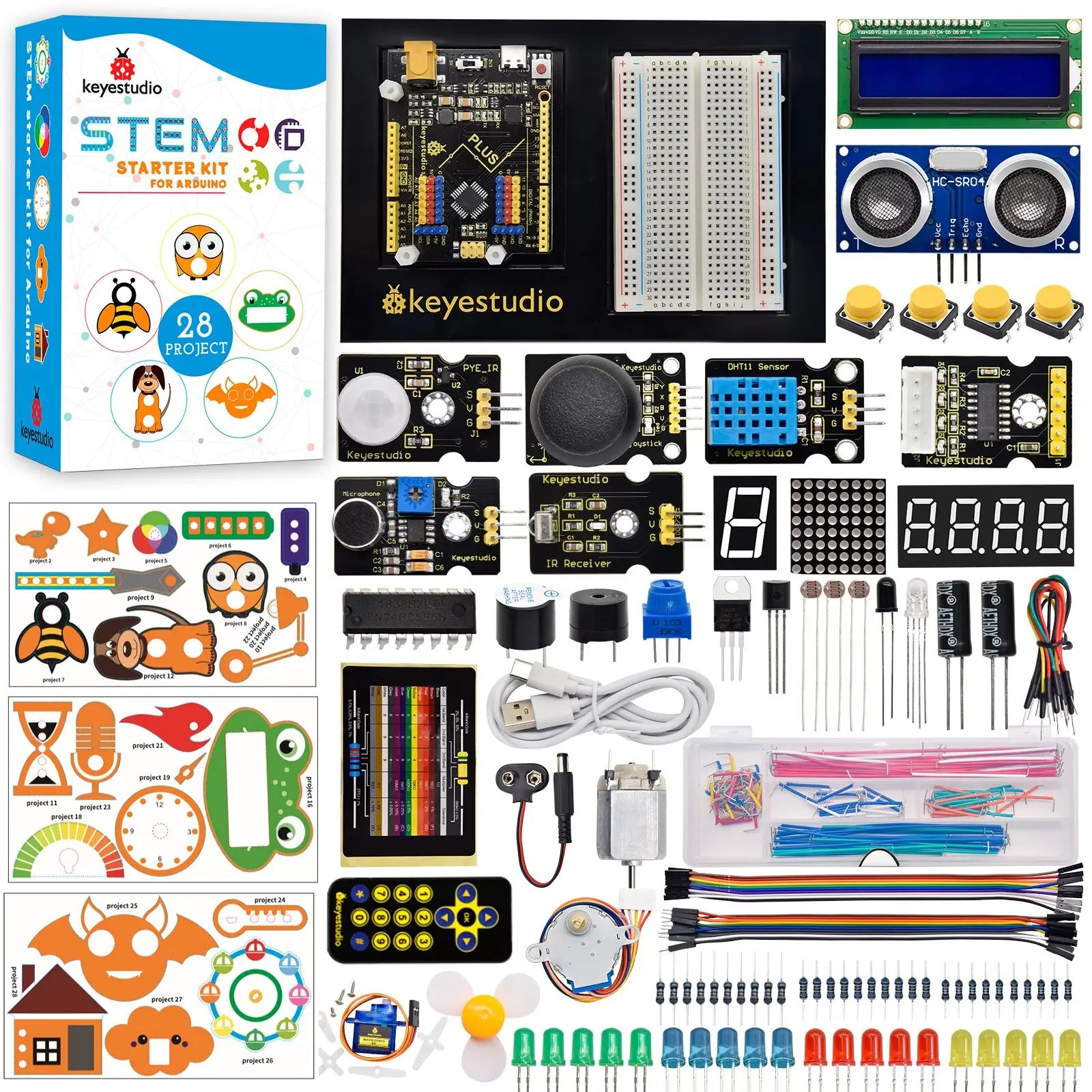Keyestudio Complete STEM Super Starter Kit – 28 Engaging DIY Projects ...
