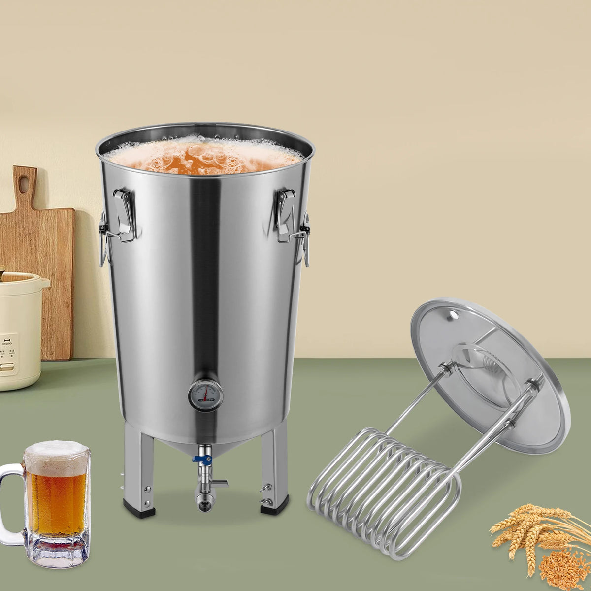 32L Beer brewing Fermentation Tank Fermentation Tank with Chiller for ...