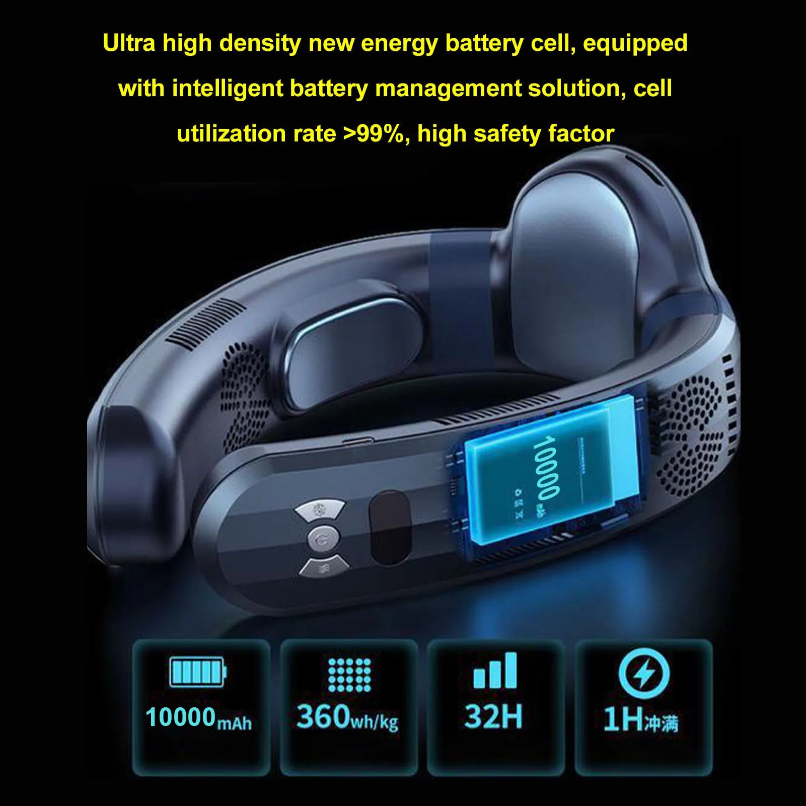 Portable Neck Fan 3 Speeds Semiconductor Cooling and Heating Dual Mode ...