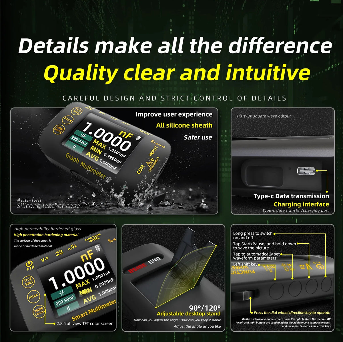 TK HOT BSIDE S40 Smart Rechargeable Digital Multimeter True RMS 20000 ...