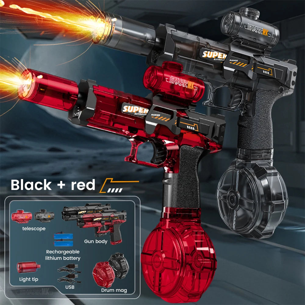 Electric Water Gun Fast Mode Ice Explosion Pistol Water Gun Firelight ...