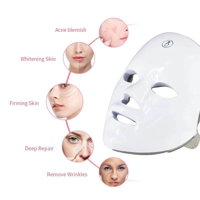Rechargeable 7 Colors LED Mask Red Light Therapy Face Mascara De Led ...