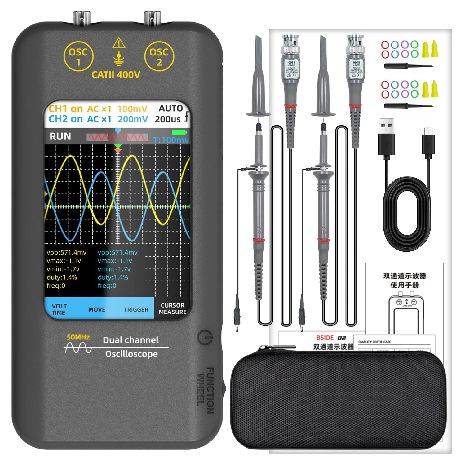 TK HOT BSIDE NEW Touch Screen Digital Oscilloscope+Signal Generator ...
