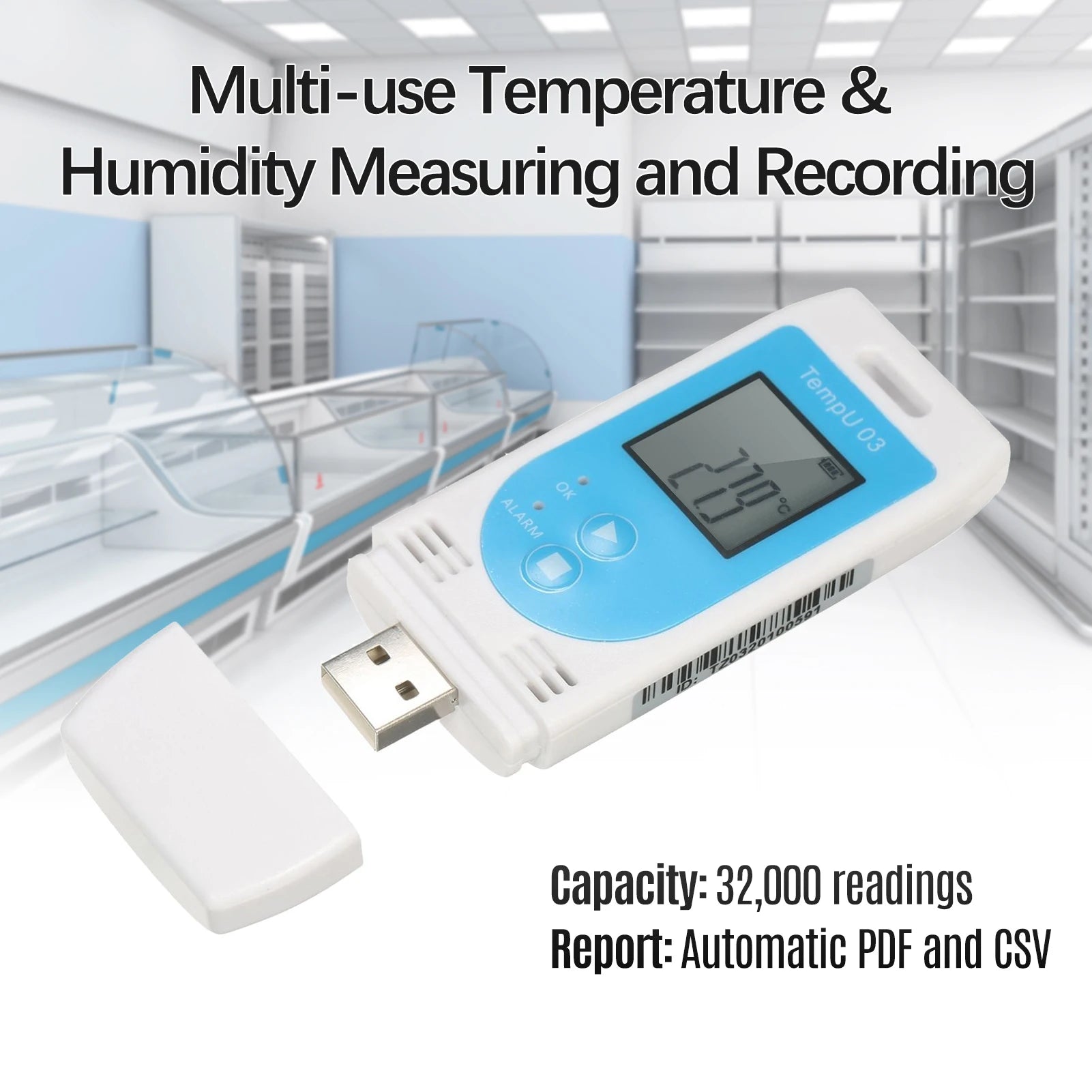 USB Temperature Humidity Data Logger Reusable RH TEMP Datalogger ...