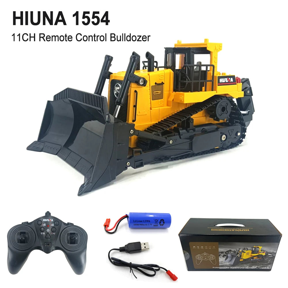 HUINA 1554 Bulldozer de Control Remoto de 11 Canales 1/16 Bulldozer de ...