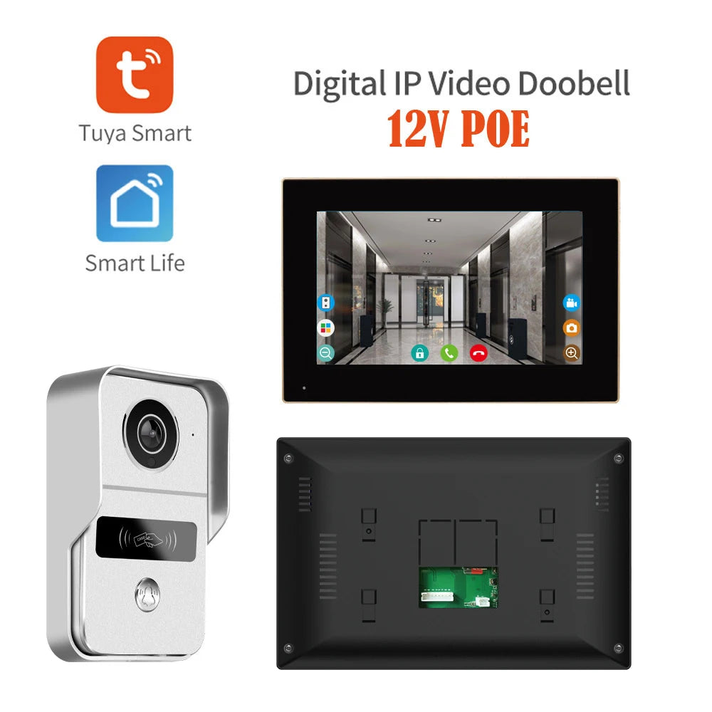 Σύστημα Έξυπνου Θυροτηλεφώνου Tuya WiFi/POE 1080P 7 ιντσών με Έλεγχο ...