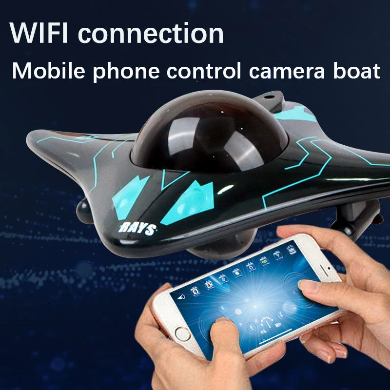 Rc Boat with Camera 6Ch Bionic Devilfish Mini Wifi App Real-Time Remote ...