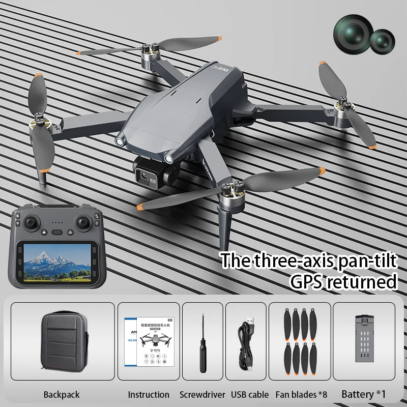L600 PRO GPS Drone 5G 3-akse anti-vibrasjon gimbal profesjonell 8K HD ...