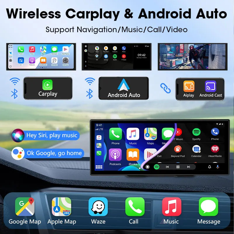 Develuck 11.26" Android 14 DVR per auto Telecamera anteriore rotante a 180° Dash Cam 6G+128G ...