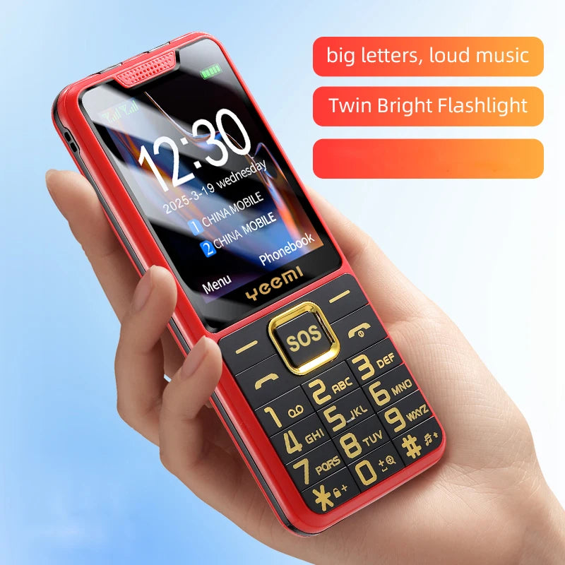 GSM 2G Unlocked Slim Large Push-Button Phone For Elderly SOS Key Two ...